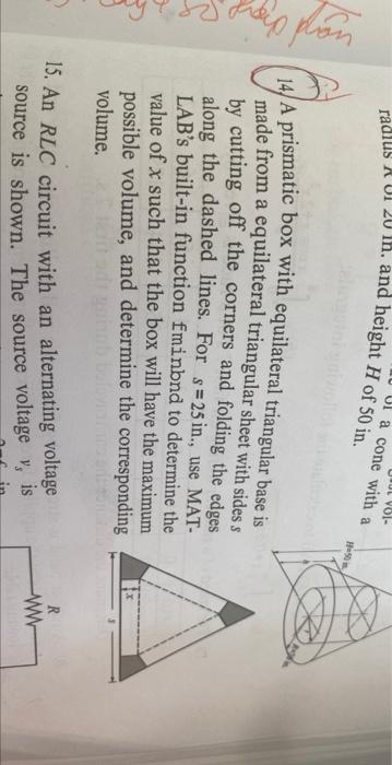 Solved 14. A prismatic box with equilateral triangular base | Chegg.com