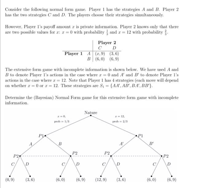 Solved Consider the following normal form game. Player 1 has | Chegg.com