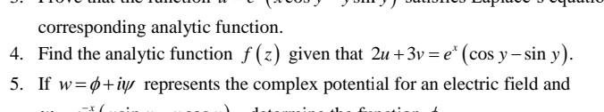 Solved corresponding analytic function. 4. Find the analytic | Chegg.com
