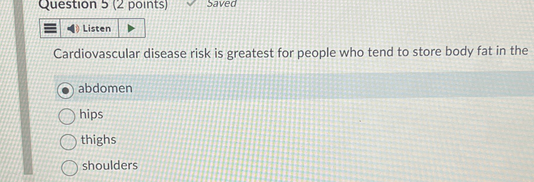 Solved Question 5 (2 points)SavedListenCardiovascular | Chegg.com Solved Question 5 (2 points)SavedListenCardiovascular | Chegg.com