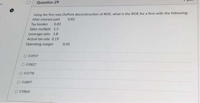 Solved Using the five-way DuPont deconstruction of ROE, what | Chegg.com