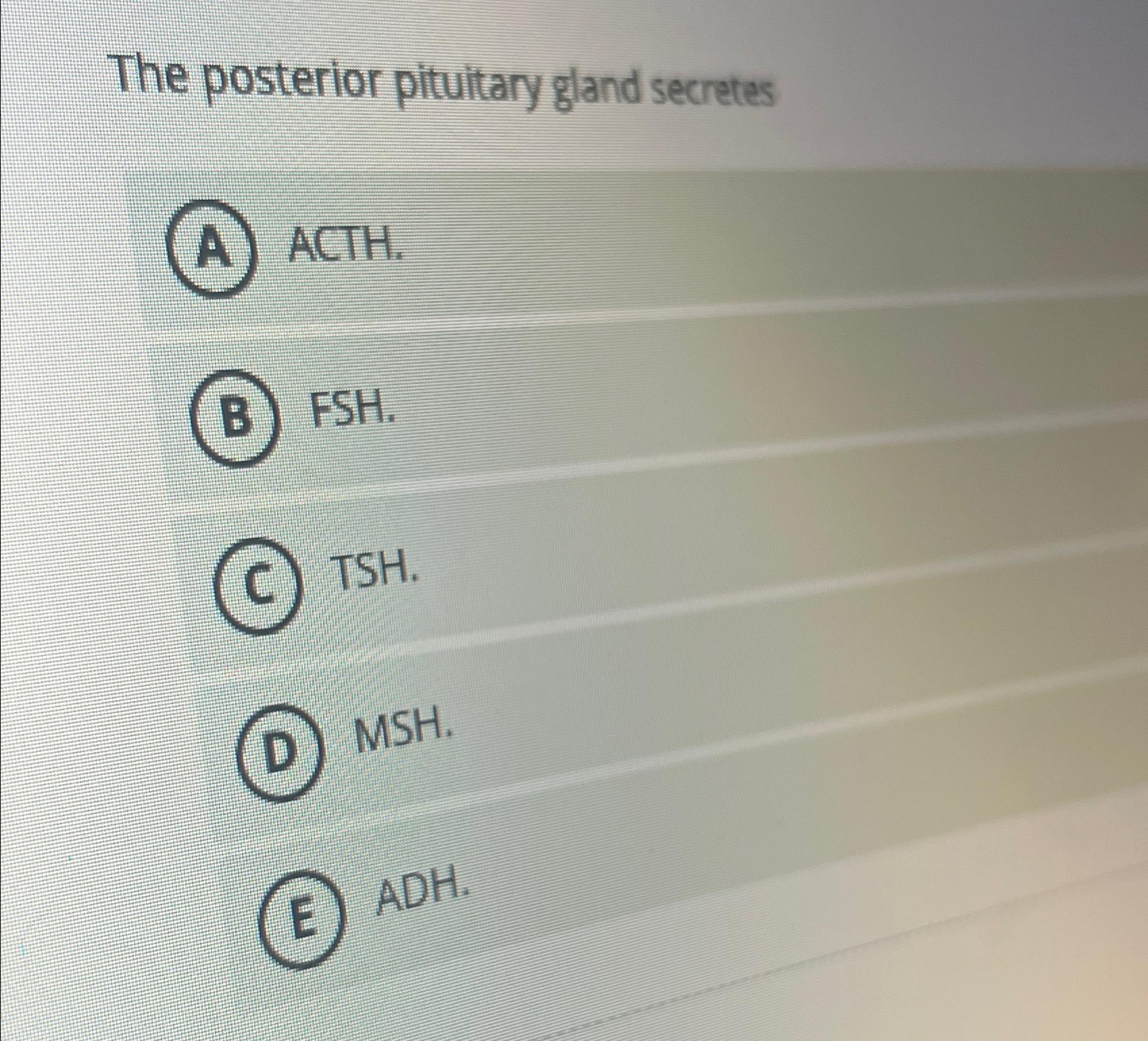 Solved The posterior pituitary gland | Chegg.com