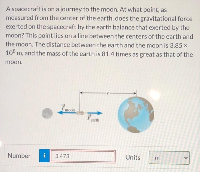 Solved A spacecraft is on a journey to the moon. At what | Chegg.com
