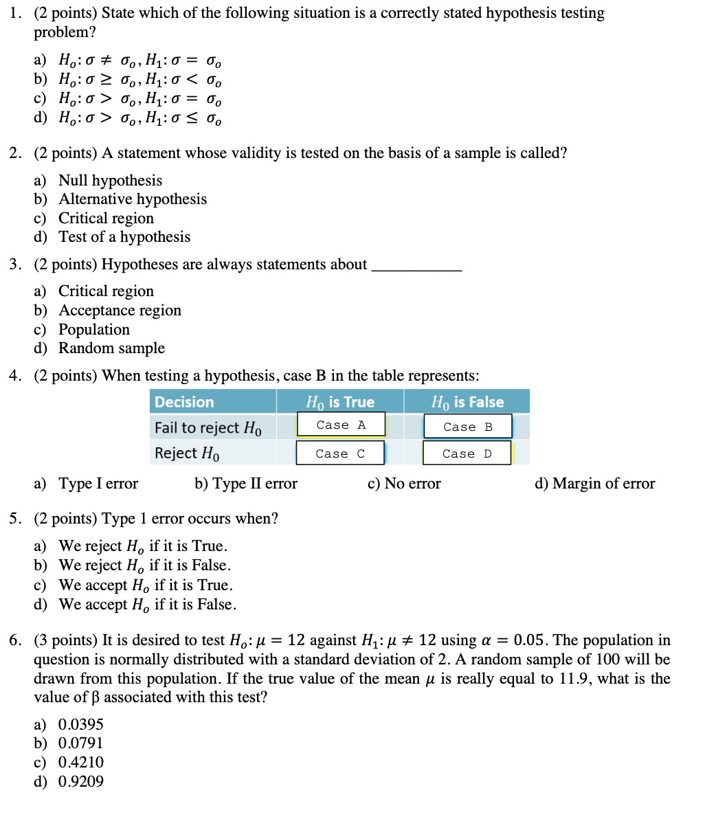 Solved 1.(2points) ﻿State which of the following situation | Chegg.com