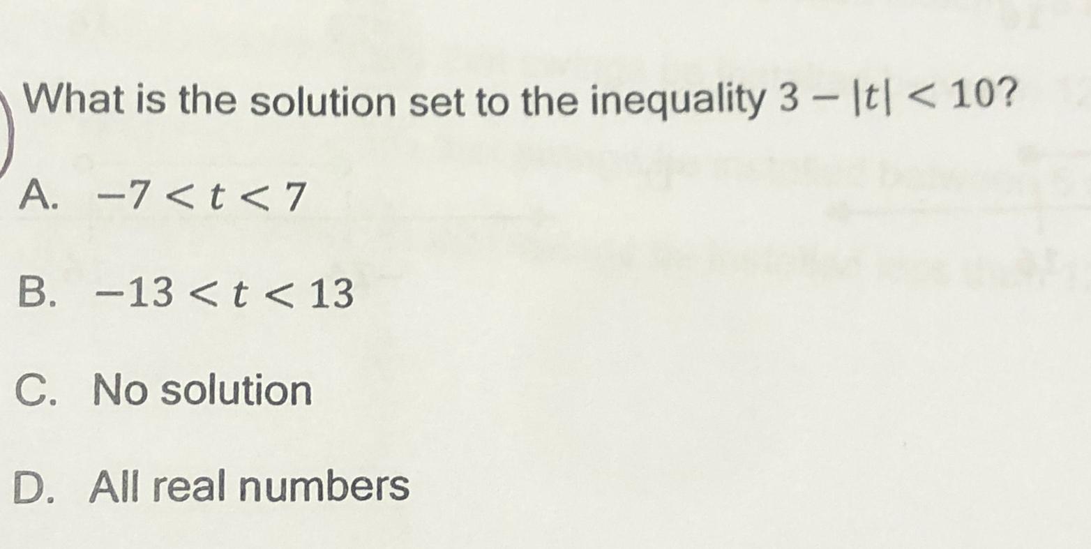 Solved What is the solution set to the inequality | Chegg.com