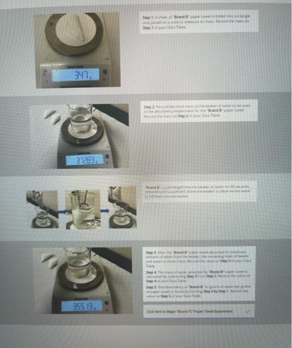 Step 2. Initial mass of beaker of water "Brand A" | Chegg.com