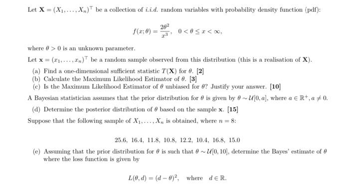 Solved Let X=(X1,…,Xn)⊤ be a collection of i.i.d. random | Chegg.com