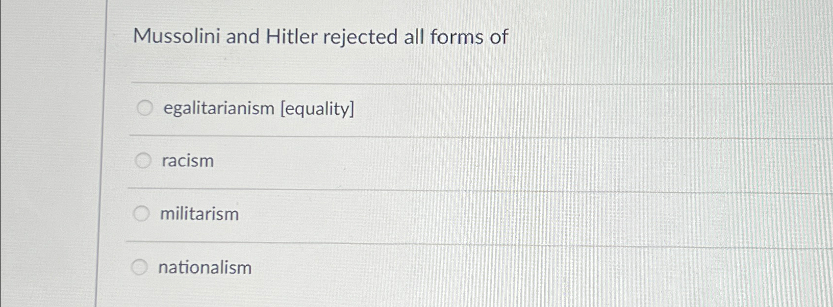 Solved Mussolini and Hitler rejected all forms | Chegg.com