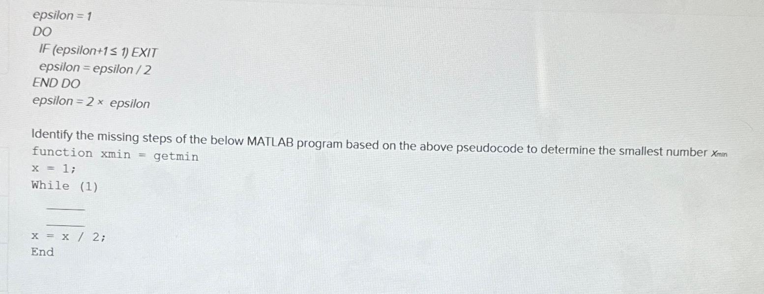 Solved )≤(1 ﻿Identify the missing steps of the below MATLAB | Chegg.com