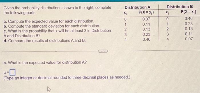 Solved Given the probability distributions shown to the | Chegg.com