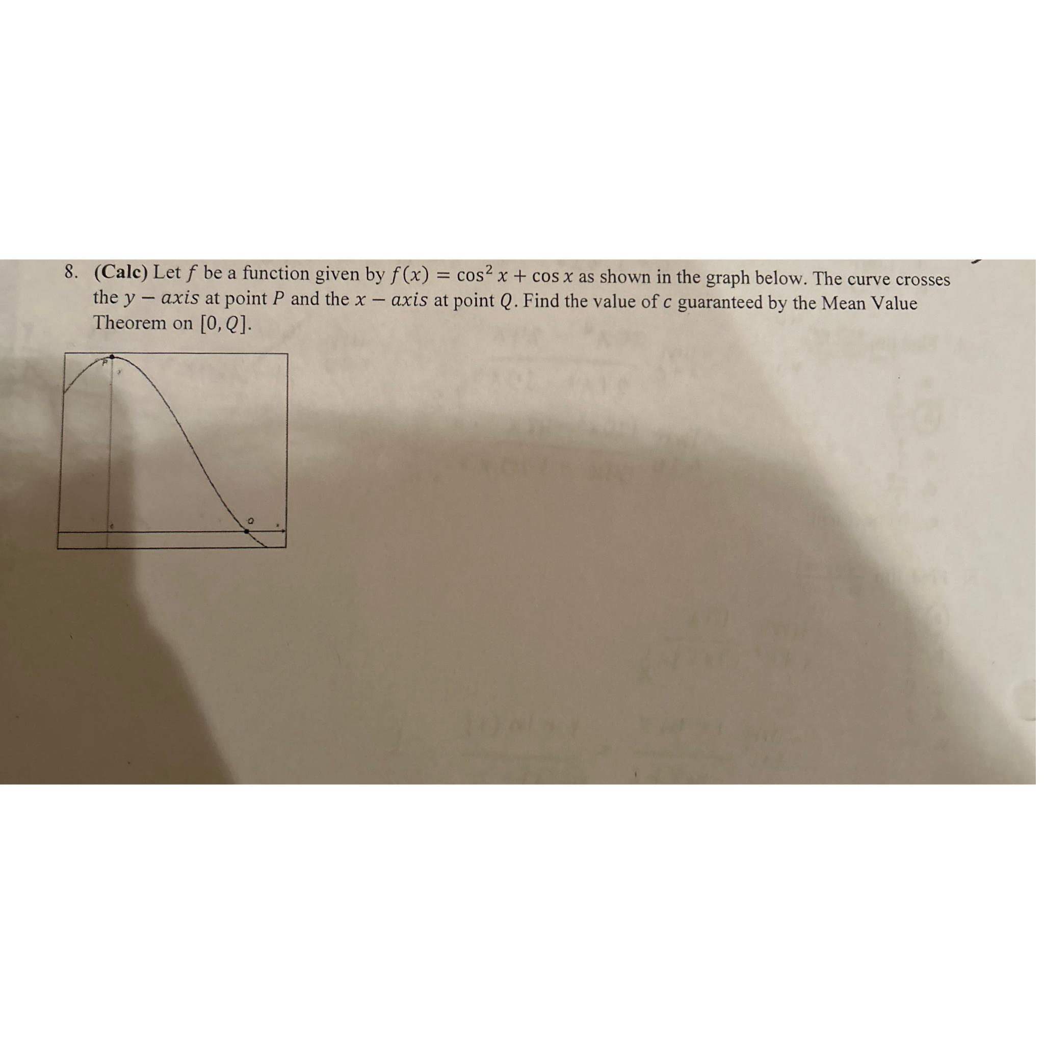 Solved (Calc) ﻿Let f ﻿be a function given by f(x)=cos2x+cosx | Chegg.com