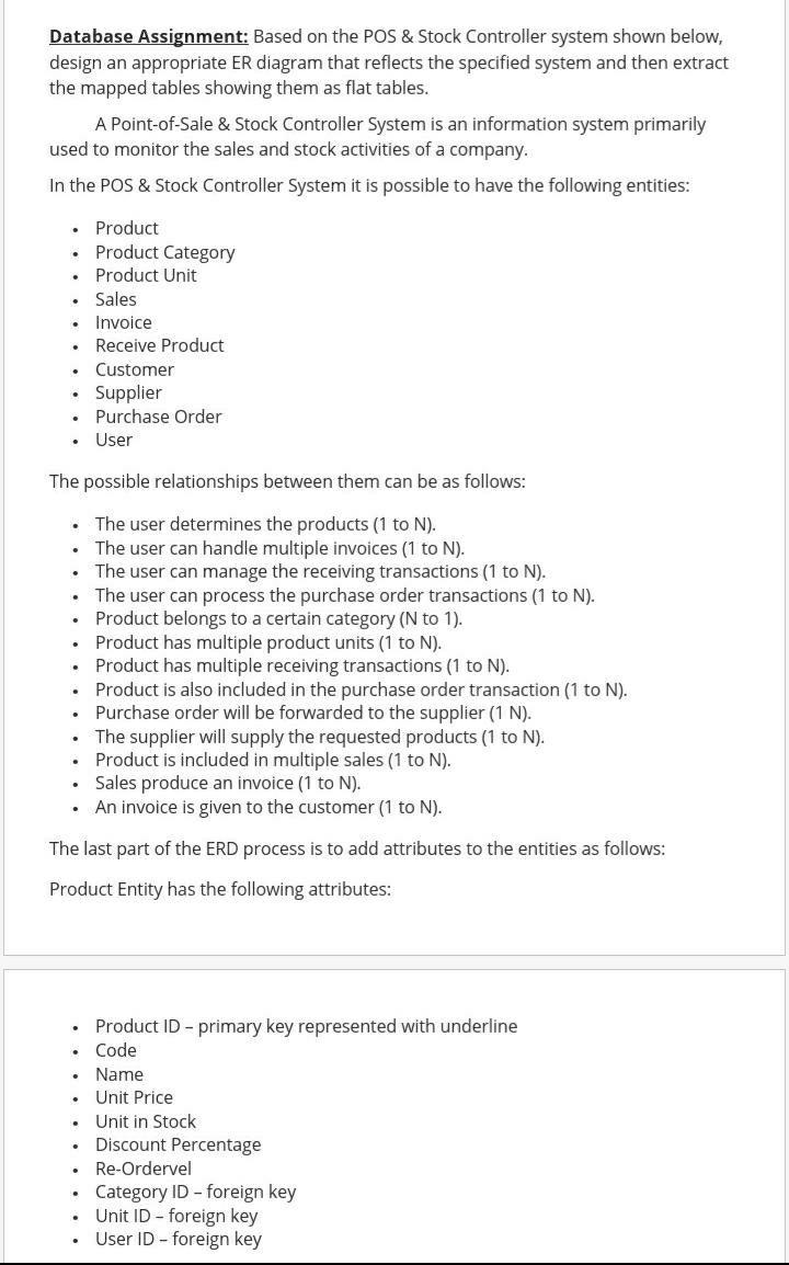 Solved Database Assignment: Based on the POS \& Stock | Chegg.com