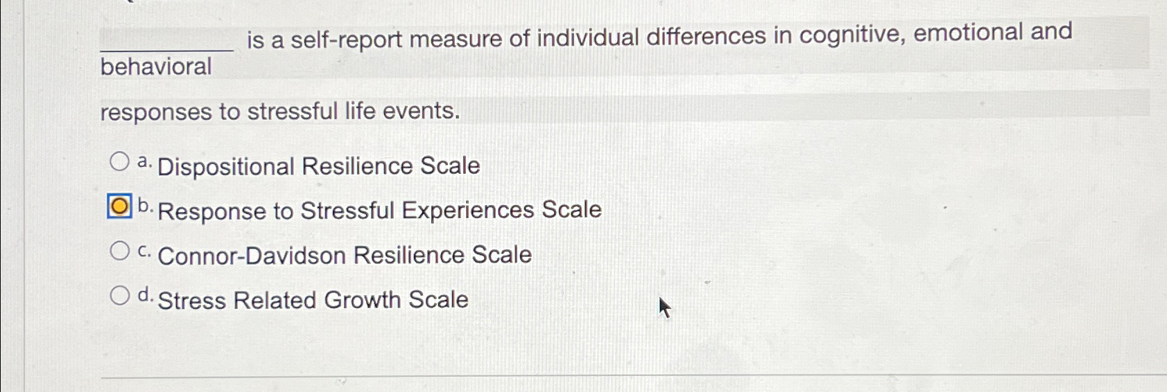 Solved q, ﻿is a self-report measure of individual | Chegg.com