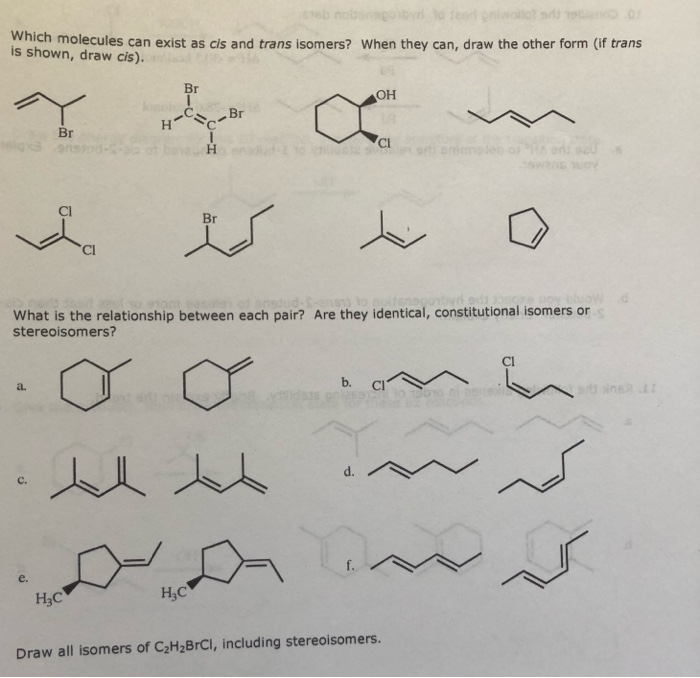 Solved Which molecules can exist as cis and trans isomers? | Chegg.com
