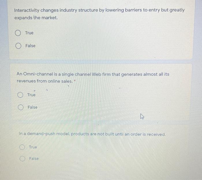 Solved Interactivity changes industry structure by lowering | Chegg.com