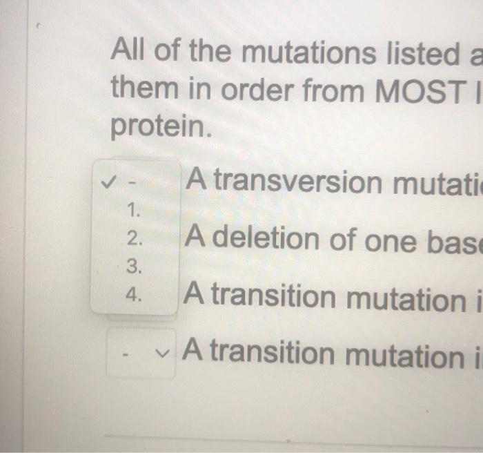Solved All of the mutations listed affect the same codon in | Chegg.com