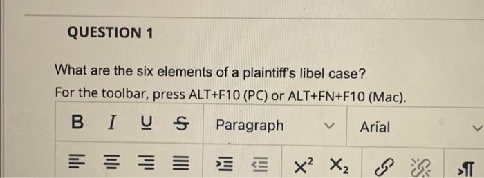 Solved What are the six elements of a plaintiff's libel | Chegg.com
