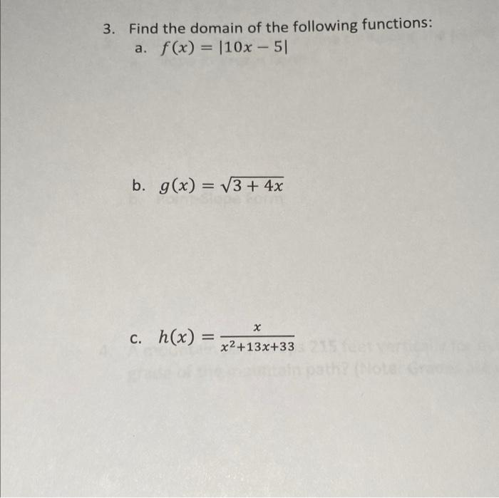 Solved f(x)=∣10x−5∣ g(x)=3+4x h(x)=x2+13x+33x | Chegg.com
