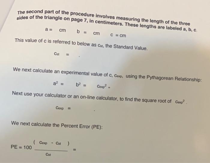 Solved The first part of the procedure involves measurements | Chegg.com