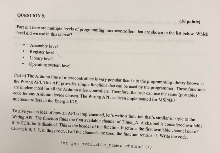 Solved QUESTION 9. (10 points) Part a) There are multiple | Chegg.com
