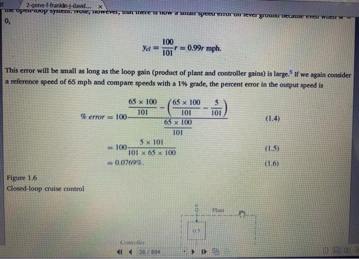 Solved Closed-loop cruise control Plant 0.5 Controller -SKED | Chegg.com