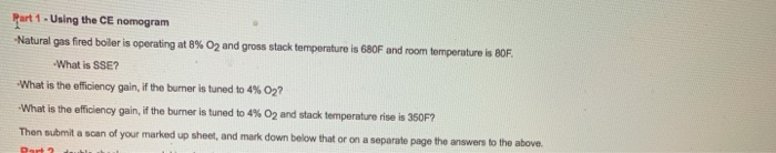 Part 1-Using the CE nomogram Natural gas fired boiler | Chegg.com