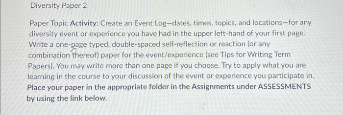 Paper Topic Activity: Create an Event Log-dates, | Chegg.com