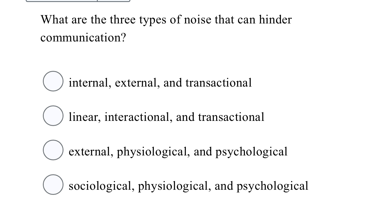 Solved What are the three types of noise that can hinder | Chegg.com