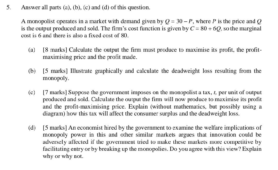 Solved Answer all parts (a), (b), (c) and (d) of this | Chegg.com