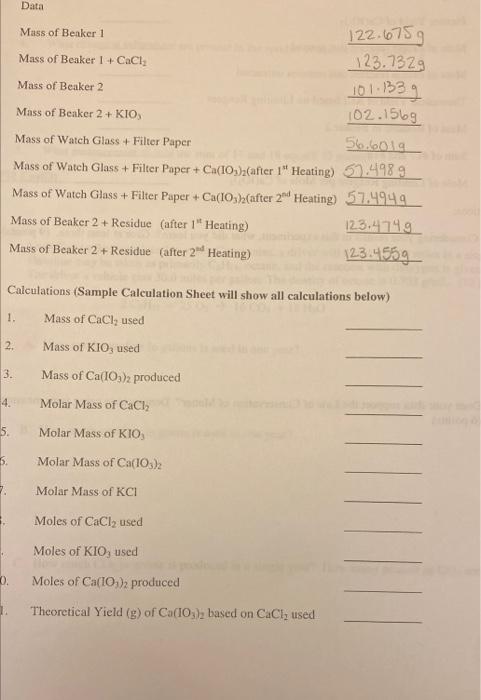 Solved Calculations (Sample Calculation Sheet will show all | Chegg.com