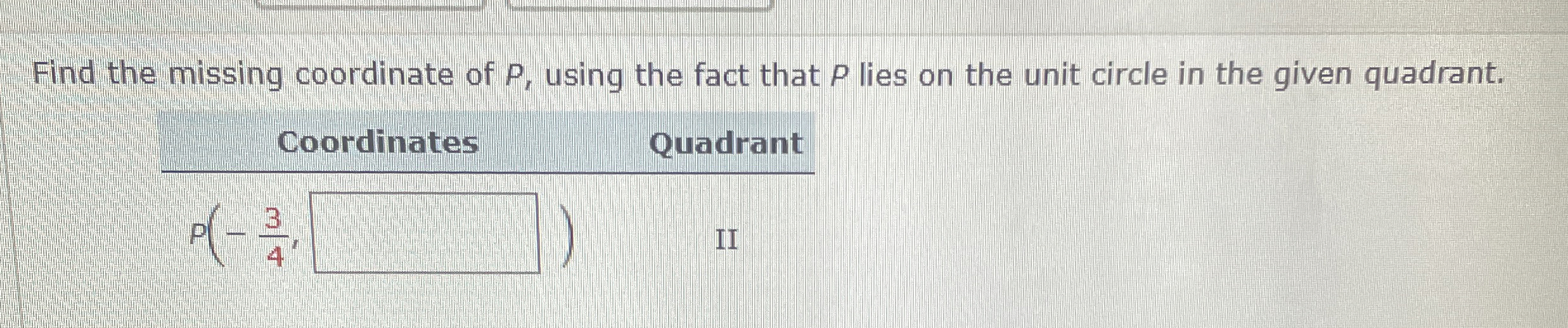 Solved Find the missing coordinate of P, ﻿using the fact | Chegg.com