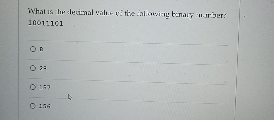 Solved What is the decimal value of the following binary | Chegg.com