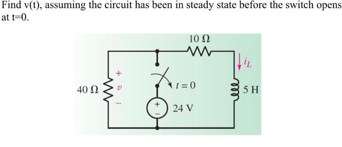 Solved Find v(t), assuming the circuit has been in steady | Chegg.com