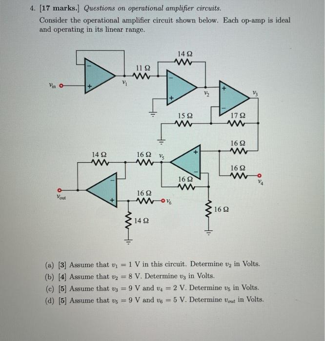 Solved 4. [17 marks.] Questions on operational amplifier | Chegg.com