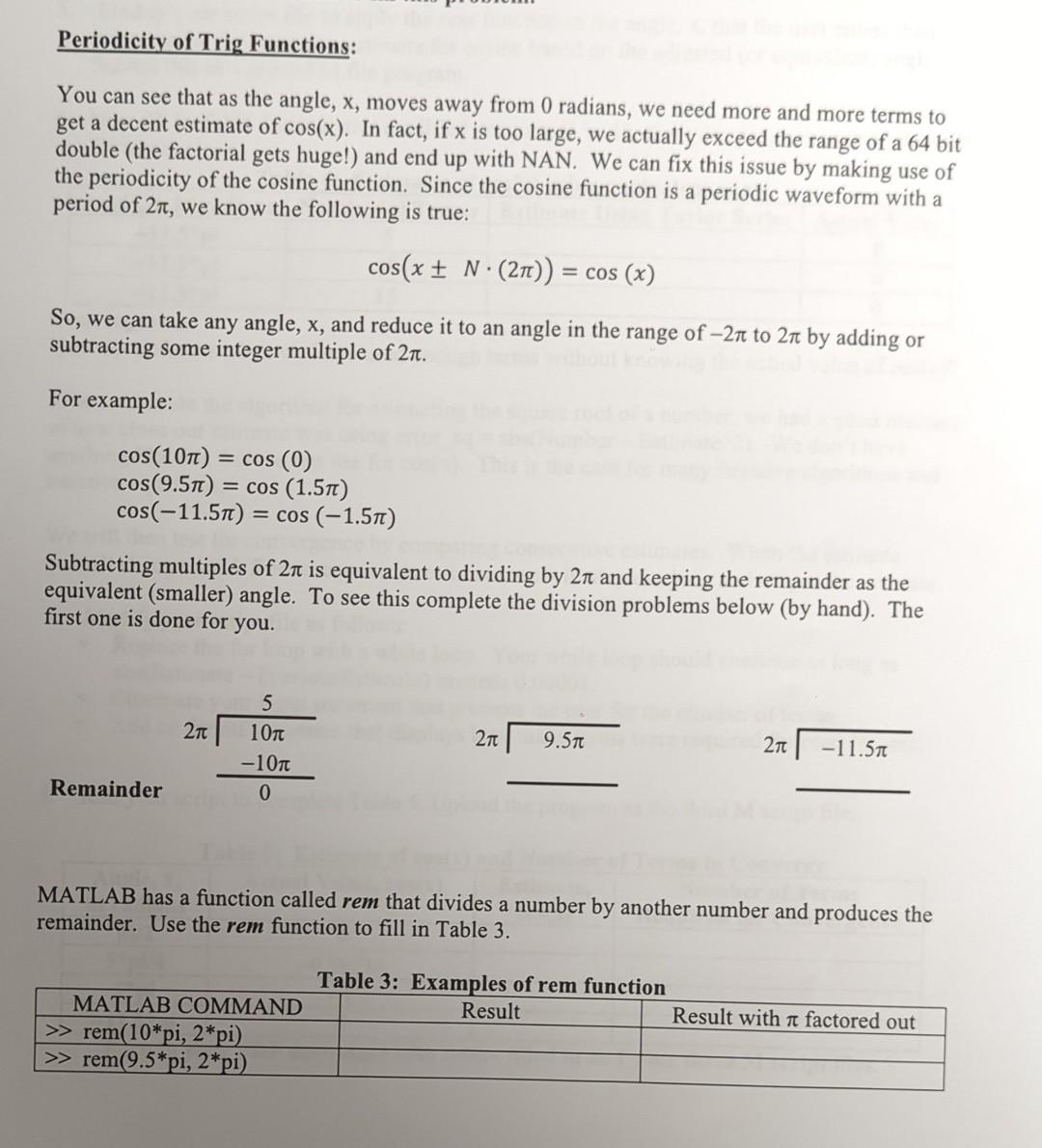 Solved Periodicity of Trig Functions: You can see that as | Chegg.com