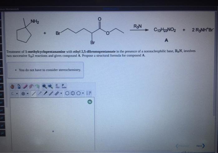 Solved NH2 REN C13H23 NO2 + 2 R3NH Br Br А Br Treatment of | Chegg.com