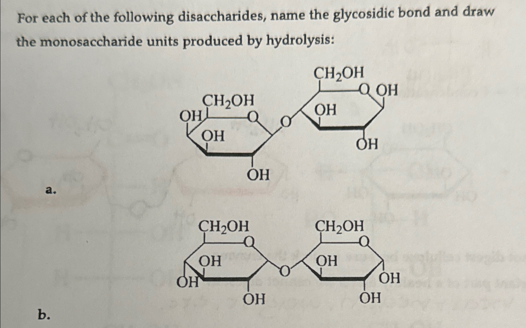 Solved For each of the following disaccharides, name the | Chegg.com