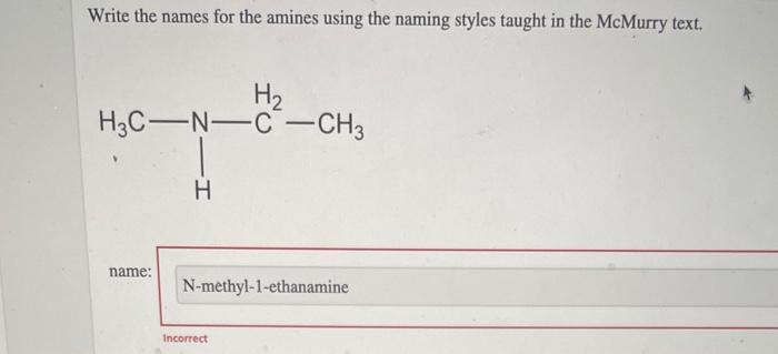 Solved Write the names for the amines using the naming | Chegg.com