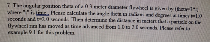Solved 7. The angular position theta of a 0.3 meter diameter | Chegg.com
