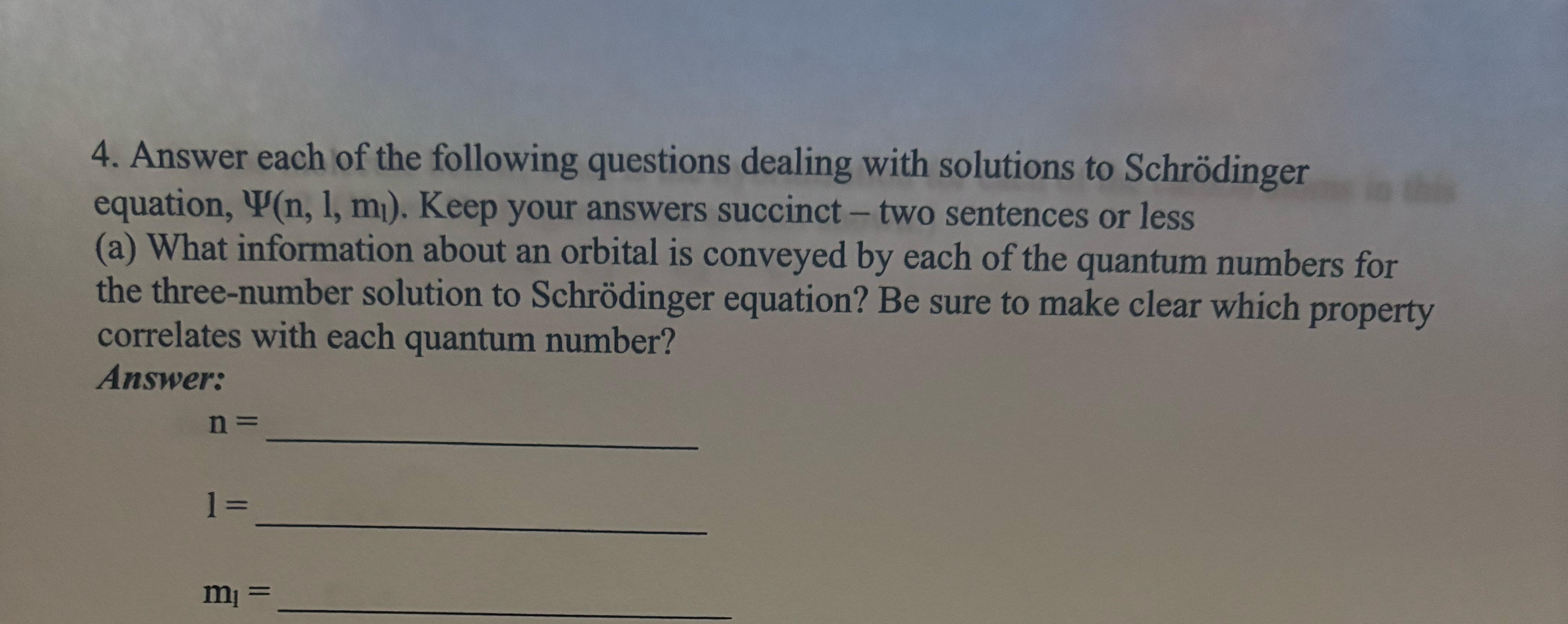 Solved Answer each of the following questions dealing with | Chegg.com