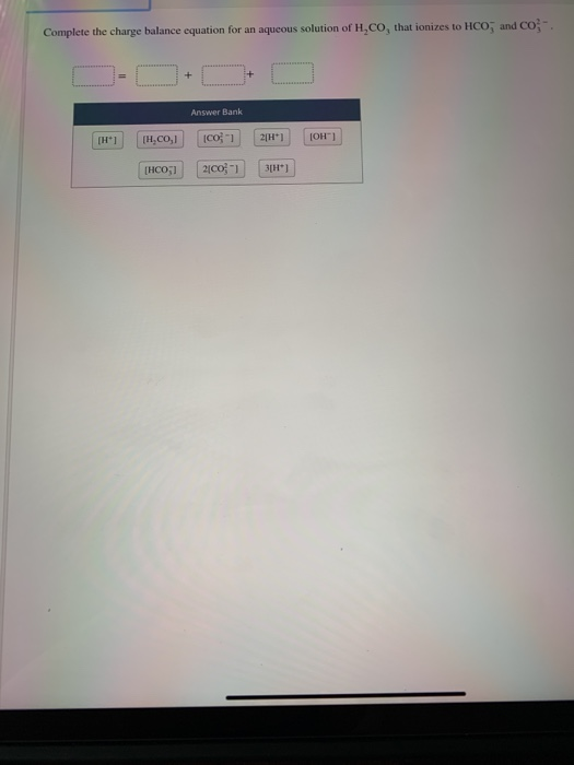 Solved Complete the charge balance equation for an aqueous | Chegg.com