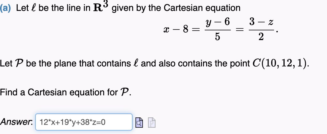 Solved (a) ﻿Let l ﻿be the line in R3 ﻿given by the Cartesian | Chegg.com
