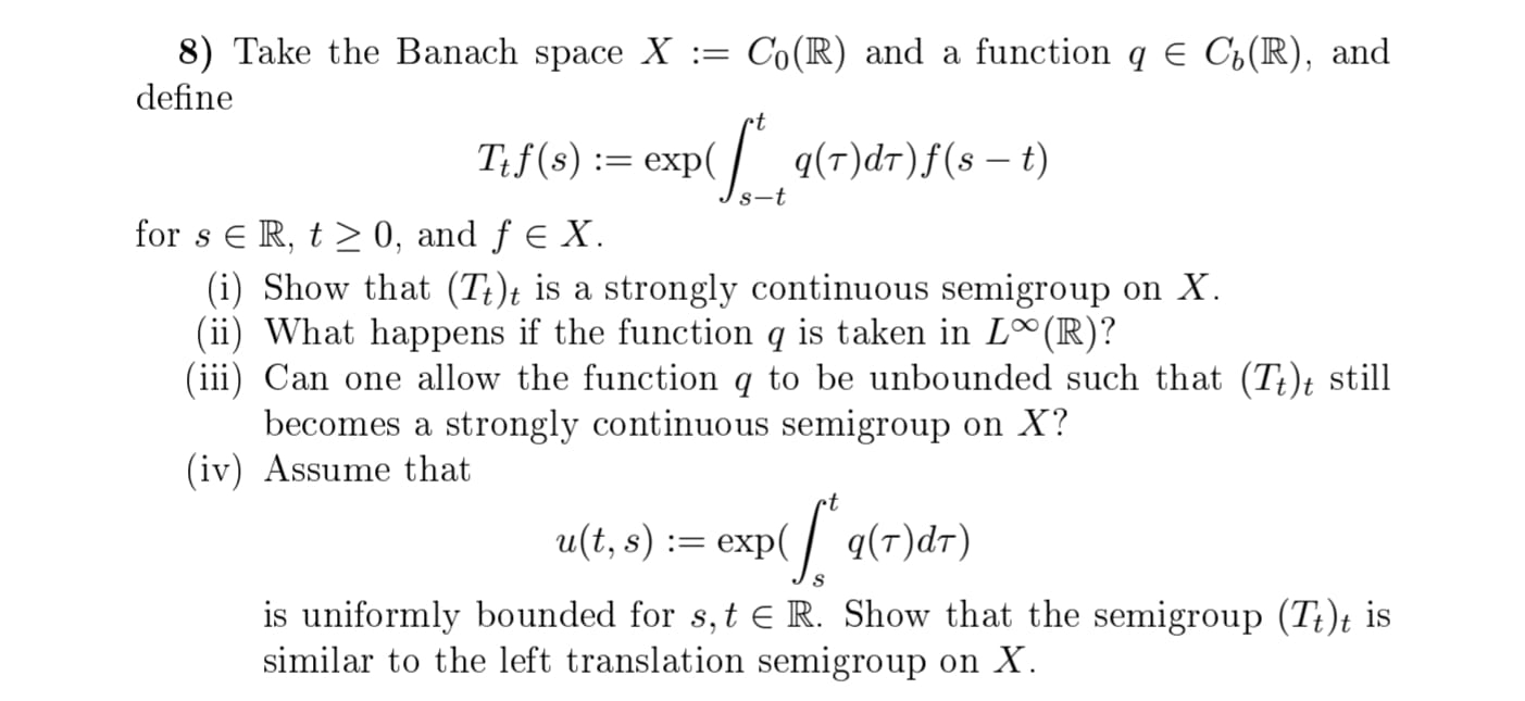 Solved Take the Banach space x:=C0(R) ﻿and a function | Chegg.com