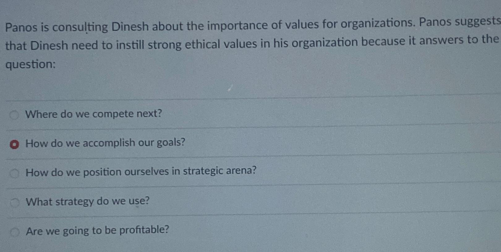 Solved Panos is consulting Dinesh about the importance of | Chegg.com