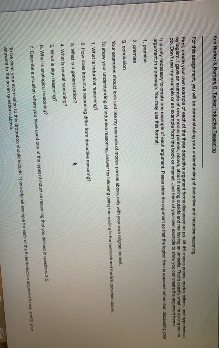 Solved Kris Barton & Barbara G. Tucker: Inductive Reasoning | Chegg.com