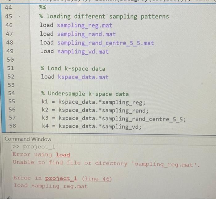 Solved the error here that the sampling_reg.mat file is | Chegg.com