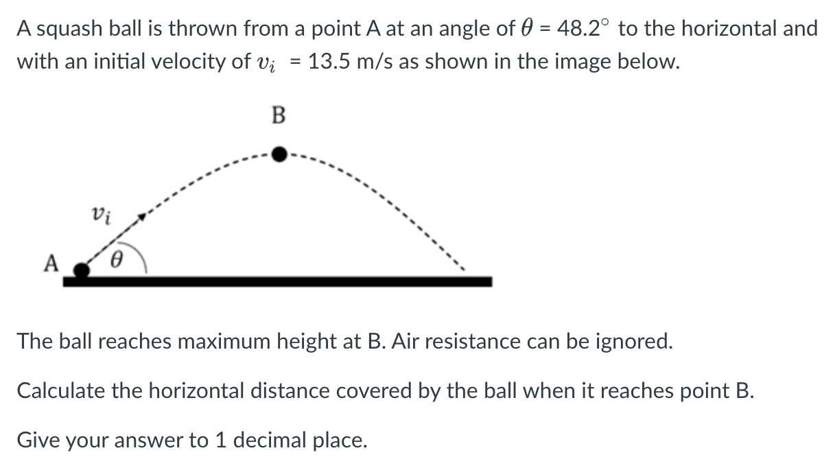 Solved A squash ball is thrown from a point A ﻿at an angle | Chegg.com