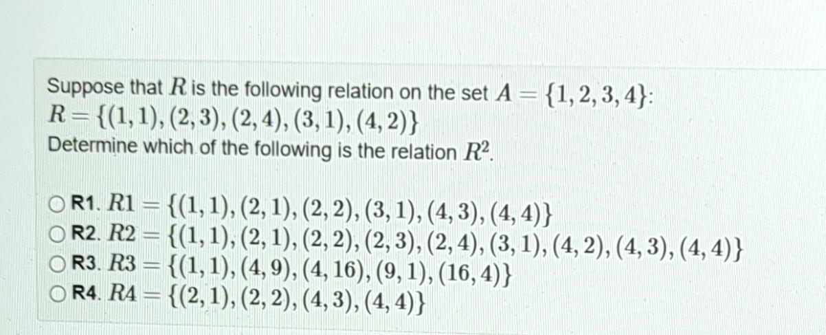 Solved Suppose that \\( R \\) is the following relation on | Chegg.com