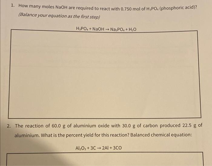 Solved 1. How many moles NaOH are required to react with | Chegg.com