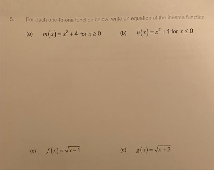 Solved 4. Given: g(x)=x+5 (a) Write the domain and range of | Chegg.com